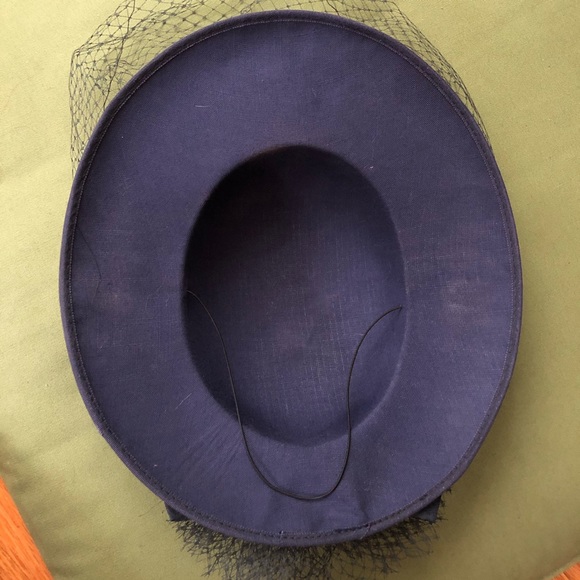 Accessories | Vintage Navy Blue Oval Fishnet Veil Hat | Poshmark